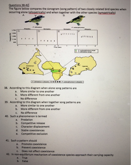 Solved The figure below compares the sonogram (song pattern) | Chegg.com