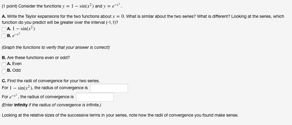 Solved (1 point) Find the first four nonzero terms of the | Chegg.com