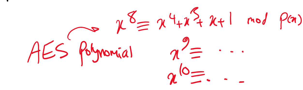 AES Polynomial x8≡x4+x3+x+1modp(x)x9≡⋯x(0≡. | Chegg.com