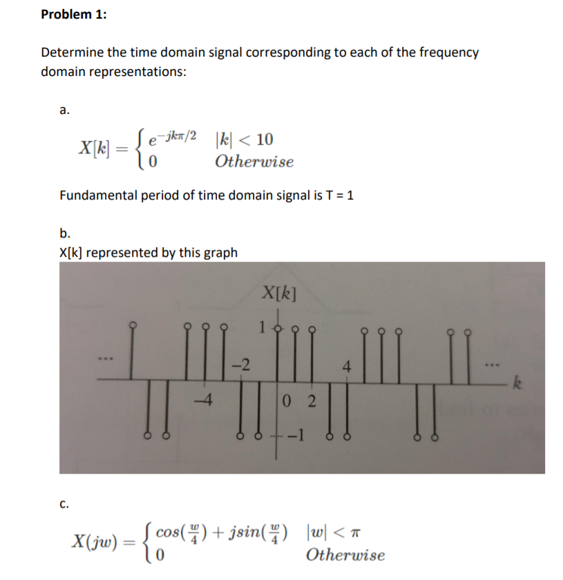 Solved Problem 1: Determine the time domain signal | Chegg.com