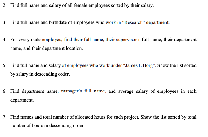 Solved 2. Find full name and salary of all female employees | Chegg.com
