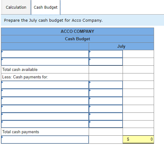 Solved Use the following information to prepare the July | Chegg.com