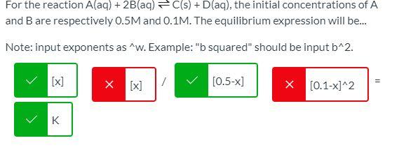 Solved For the reaction A(aq) + 2B(aq) + C(s) +D(aq), the | Chegg.com