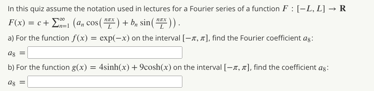 Solved In this quiz assume the notation used in lectures for | Chegg.com