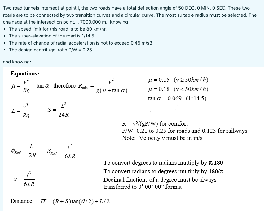 Solved Two road tunnels intersect at point I, the two roads | Chegg.com