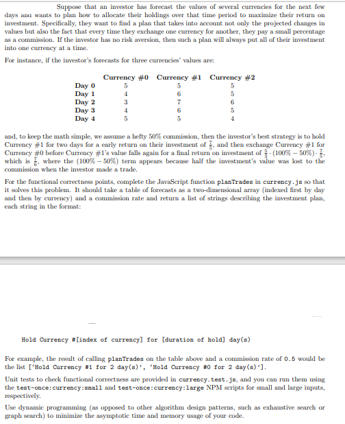 Solved export function planTrades(values, commission) { | Chegg.com