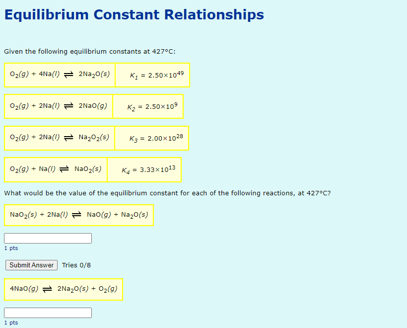 Solved Equilibrium Constant RelationshipsGiven the following | Chegg.com