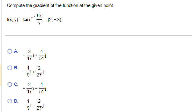 Solved Compute the gradient of the function at the given | Chegg.com