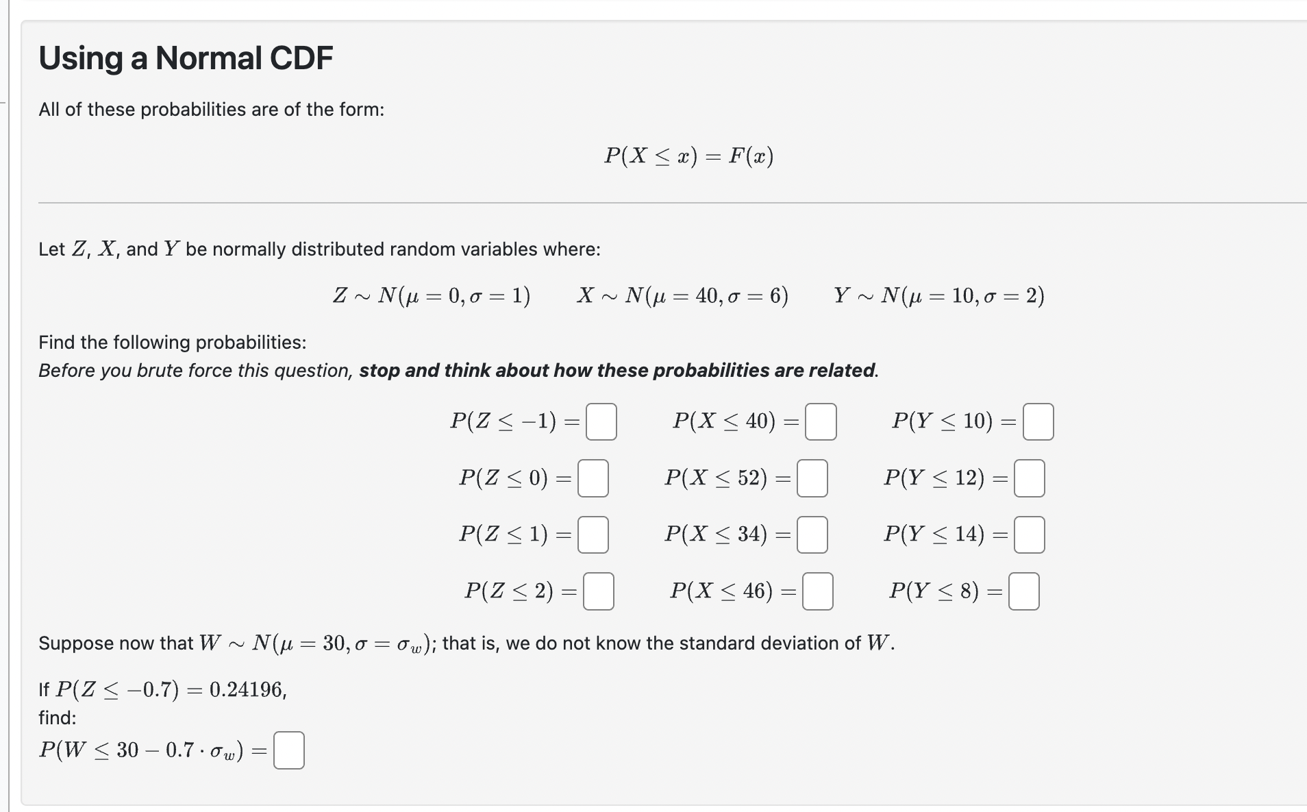 Solved Using a Normal CDFAll of these probabilities are of | Chegg.com