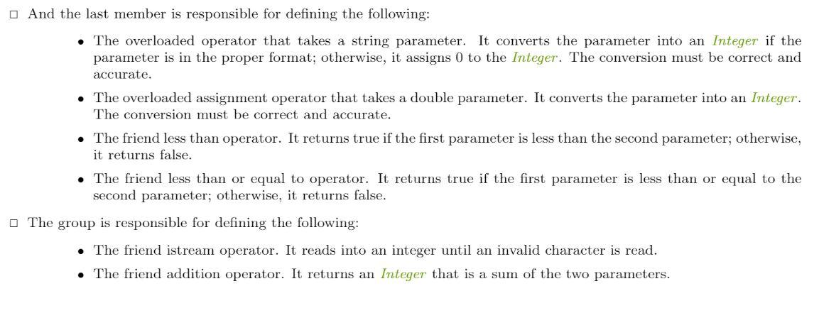 Solved Directions You Will Be Completing An Integer Class Chegg