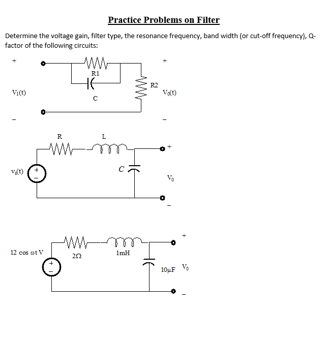 Solved Practice Problems on Filter Determine the voltage | Chegg.com