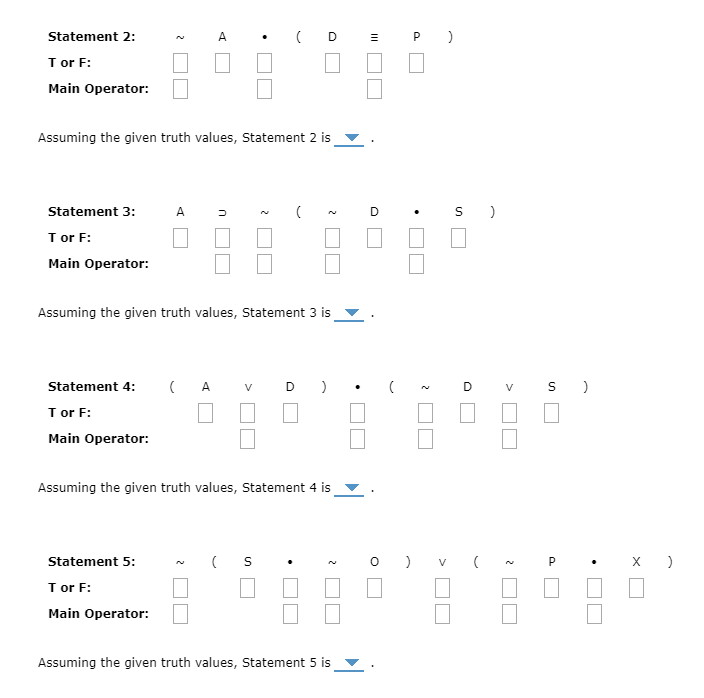 Calculate the truth value for each compound | Chegg.com
