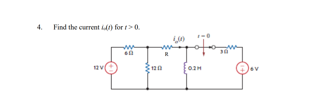 Solved 4. Find the current io(t) for t>0. | Chegg.com