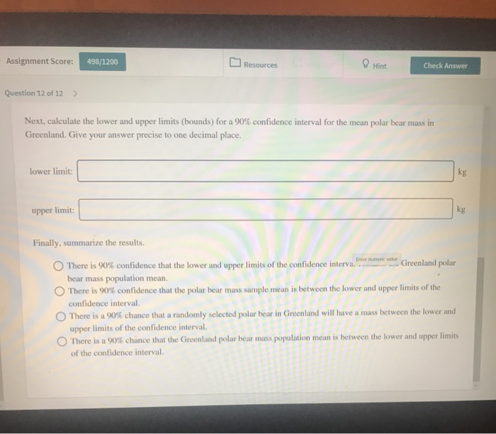 Solved Assignment Score: 498/1200 Resources Hint Check | Chegg.com