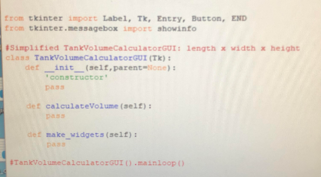 To solve in Python Create a class names | Chegg.com