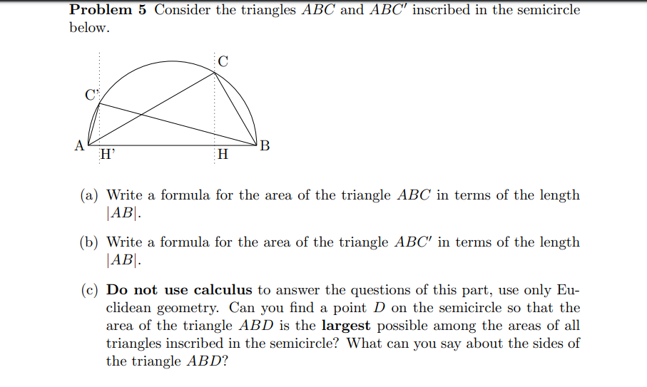 Solved Problem 5 Consider the triangles ABC and ABC' | Chegg.com