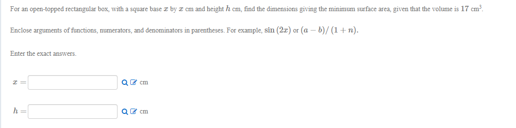 Solved For an open-topped rectangular box, with a square | Chegg.com