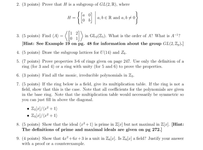 Solved Prove that H is a subgroup of GL(2, R), where H = | Chegg.com