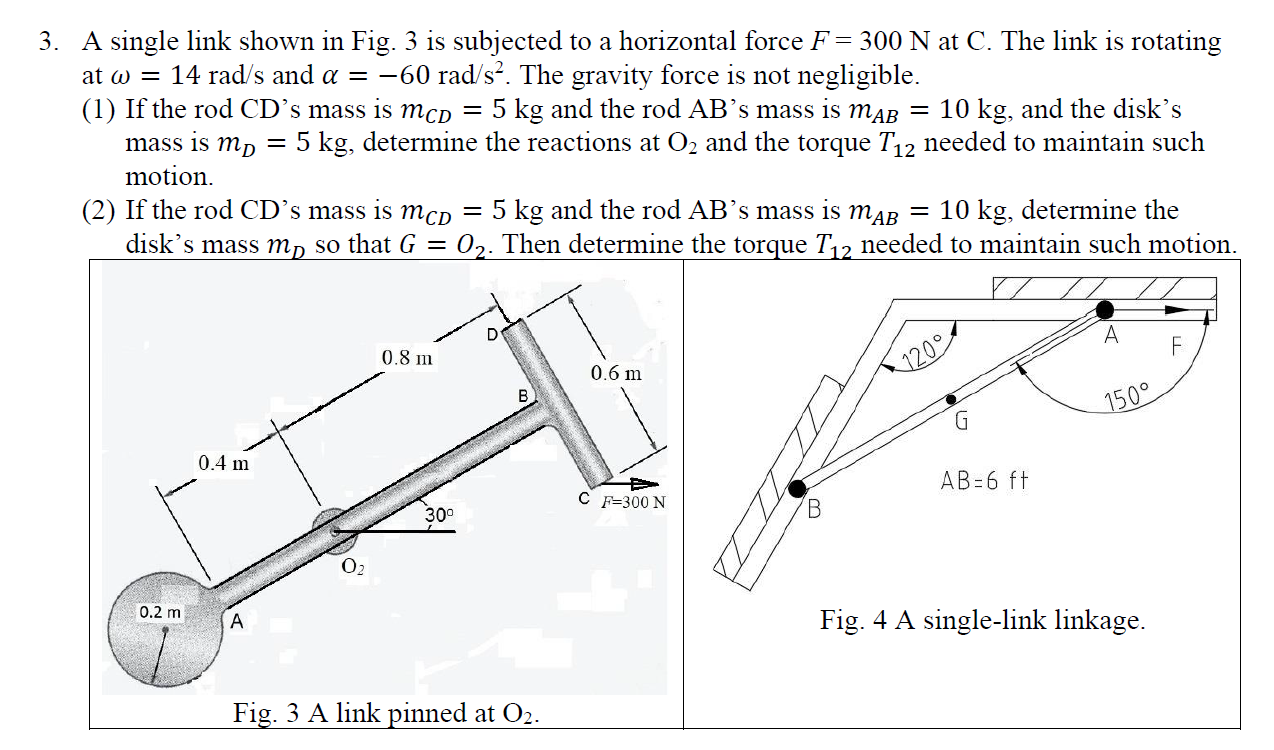 Solved 3. A single link shown in Fig. 3 is subjected to a | Chegg.com