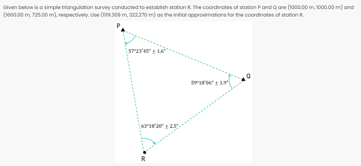 Instruction: Adjust the triangulation survey using | Chegg.com