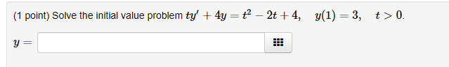 Solved (1 point) Solve the initial value problem | Chegg.com