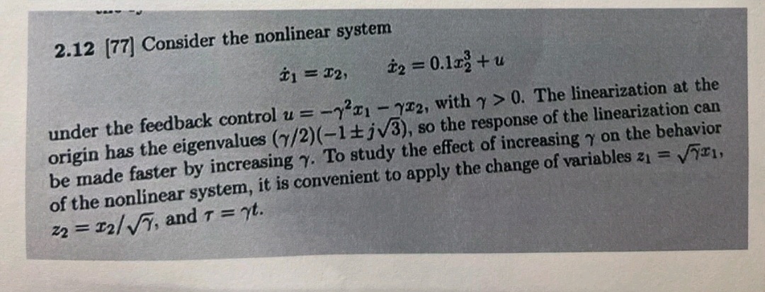 Solved 2.12[77] ﻿Consider the nonlinear | Chegg.com