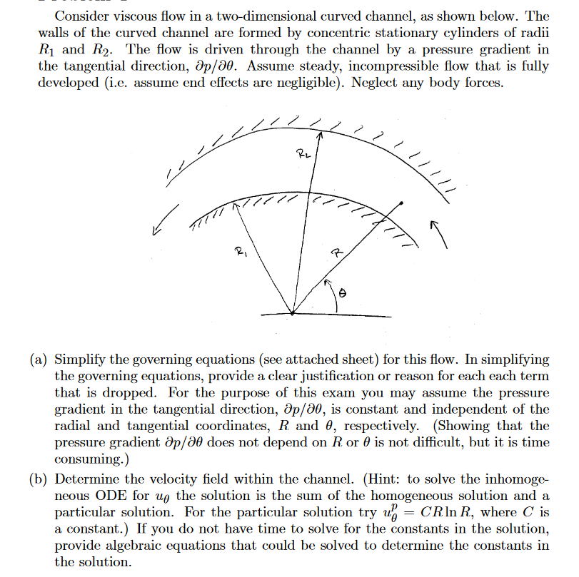 Solved Consider viscous flow in a two-dimensional curved | Chegg.com