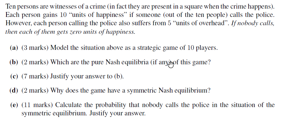 Solved Hi, this is a problem from a past paper in my game | Chegg.com