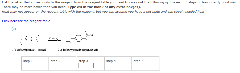 List the letter that corresponds to the reagent from | Chegg.com
