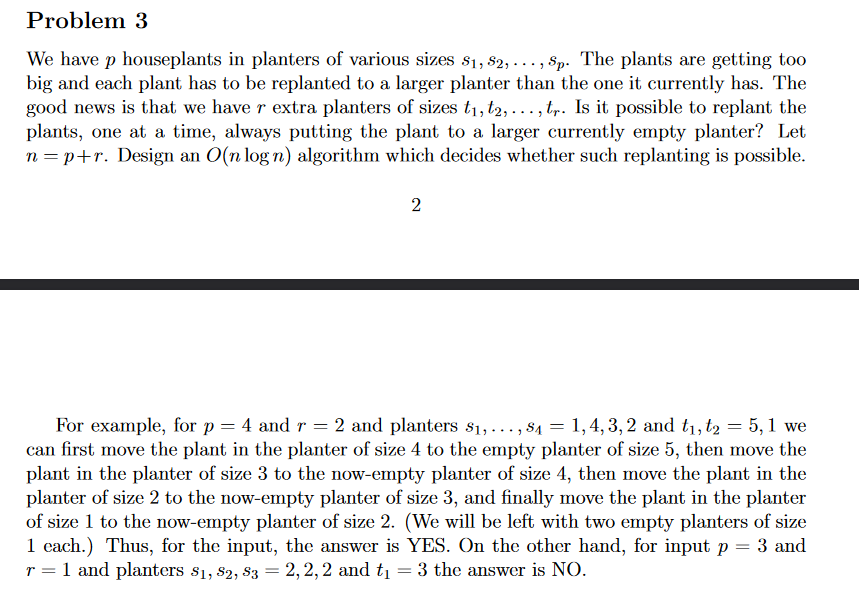 Solved Problem 3 We have p houseplants in planters of | Chegg.com