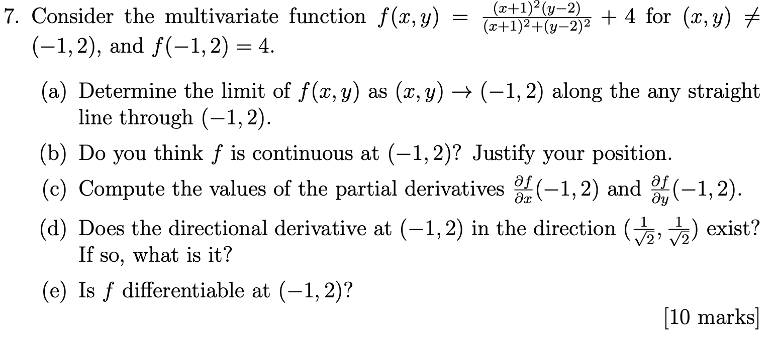 Solved 7. Consider the multivariate function | Chegg.com