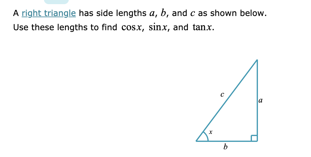 Solved A right triangle has side lengths a, b, and c as | Chegg.com