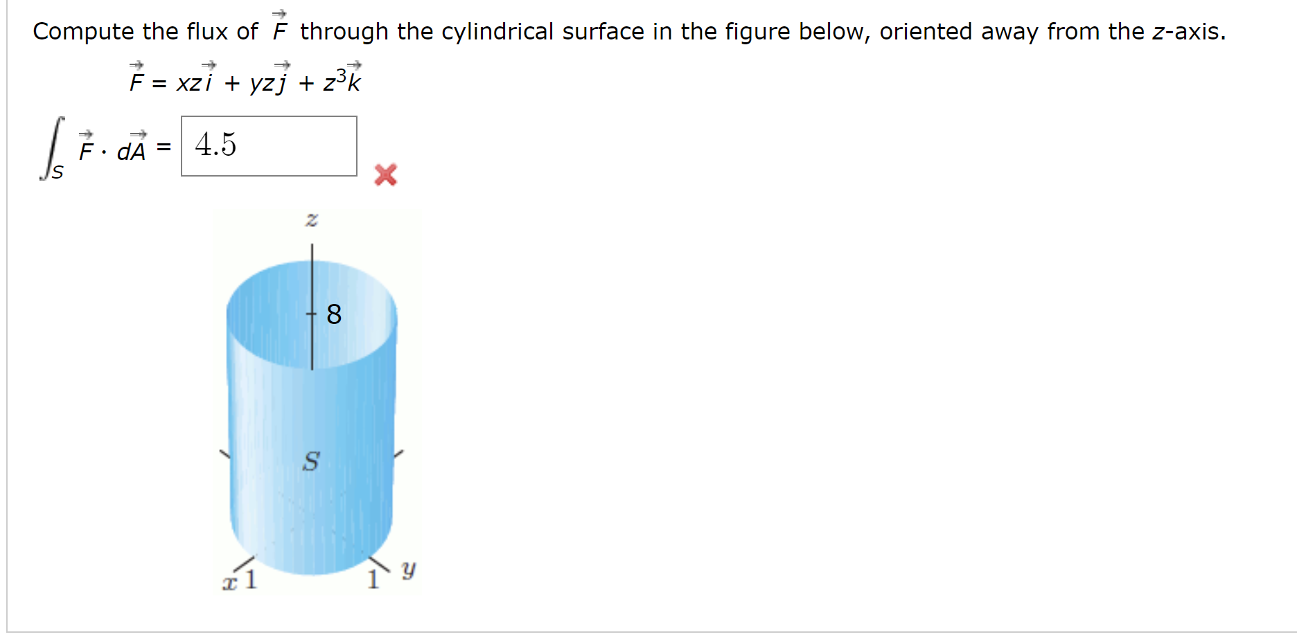 Solved Compute the flux of F through the cylindrical surface | Chegg.com