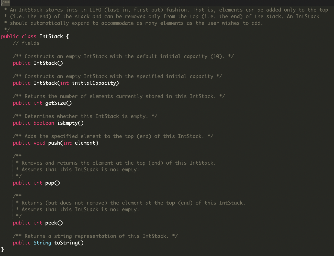 Solved Instructions Write a class named IntStack. An | Chegg.com