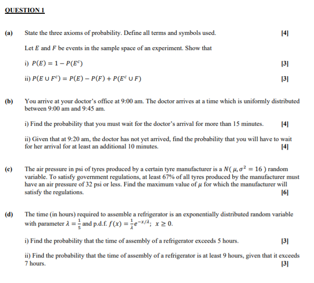 Solved QUESTION 1 141 (a) State the three axioms of | Chegg.com