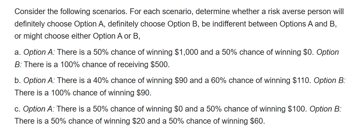 Solved Consider the following scenarios. For each scenario, | Chegg.com Solved Consider the following scenarios. For each scenario, | Chegg.com