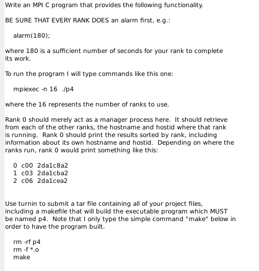 I'm supposed to write an mpi program using mpiexec -n | Chegg.com