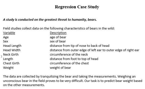 1.Open the excel data file Bears.xlsx. Provide a | Chegg.com
