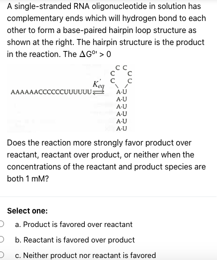 Solved A single-stranded RNA oligonucleotide in solution has | Chegg.com
