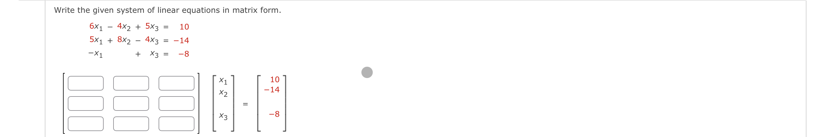 Solved Write the given system of linear equations in matrix | Chegg.com