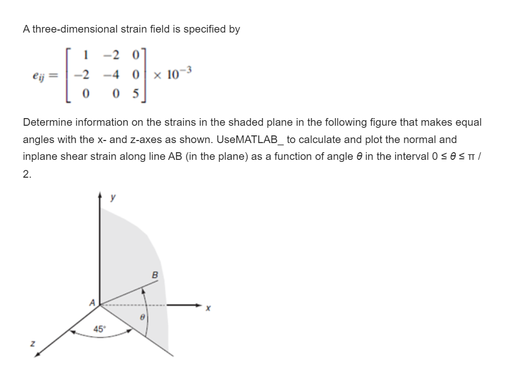Solved A three-dimensional strain field is specified by 1 -2 | Chegg.com