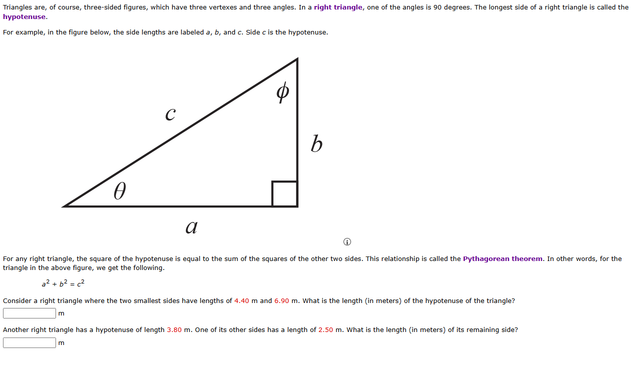 Solved For any right triangle, the square of the hypotenuse | Chegg.com