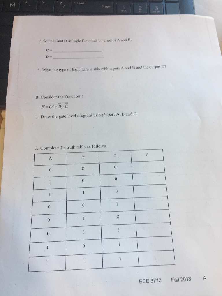 Solved Problem 3 (28 points) A. Consider the logic circuit | Chegg.com