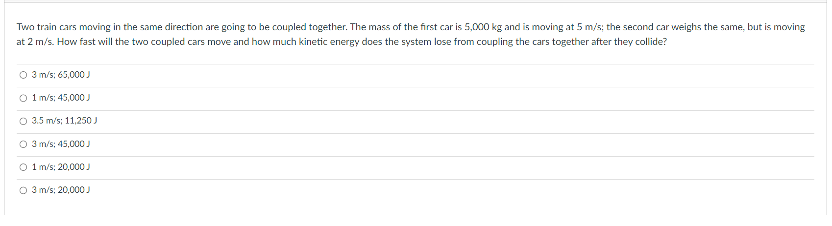 Solved Two train cars moving in the same direction are going | Chegg.com