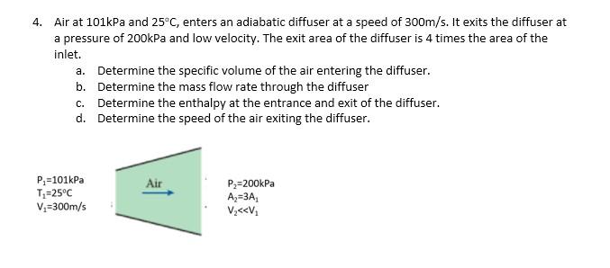 Solved 4. Air at 101kPa and 25∘C, enters an adiabatic | Chegg.com