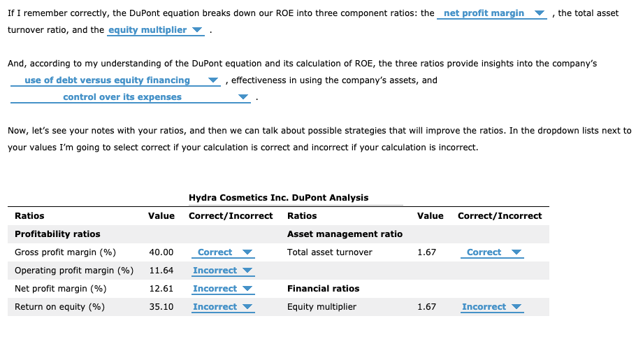 Solved 10. An analysis of company performance using DuPont | Chegg.com