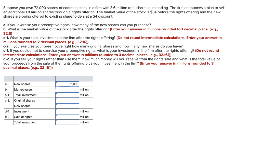 Solved Suppose you own 72,000 shares of common stock in a | Chegg.com