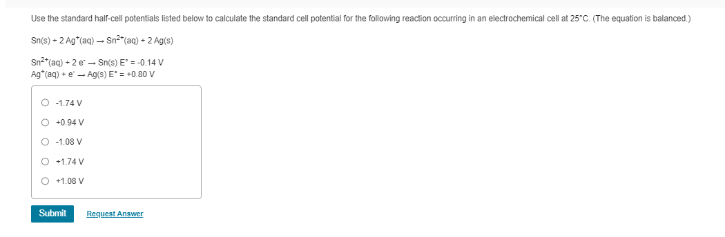 Solved Use the standard half-cell potentials listed below to | Chegg.com