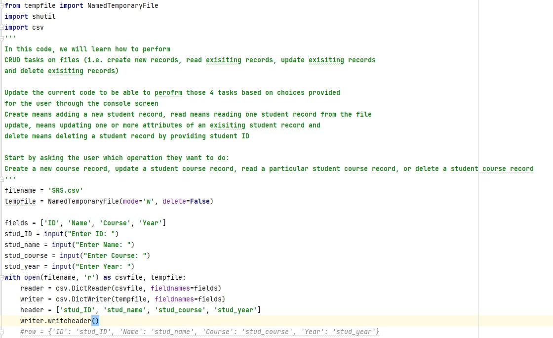 import shutil import csv In this code, we will learn | Chegg.com