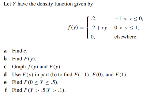 Solved Let Y have the density function given by | Chegg.com